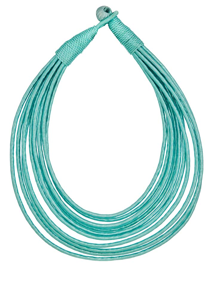 handmade κολιέ silk ropes τυρκουάζ | Perfectdress.gr