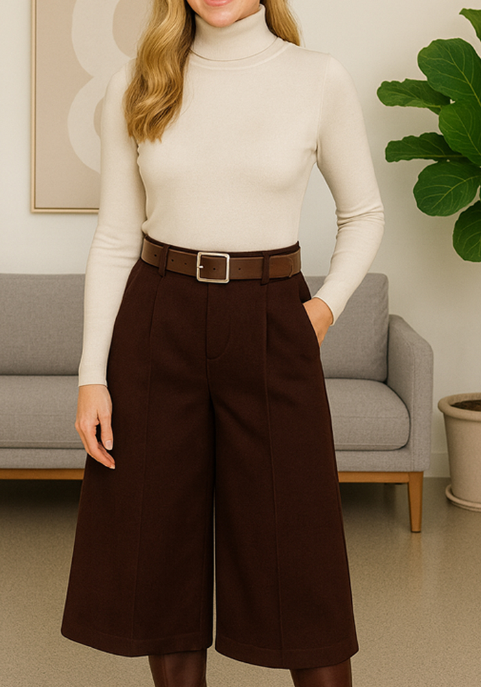 soft ζιπ κιλοτ Leila καφέ - Φορέματα Online | Perfectdress.gr